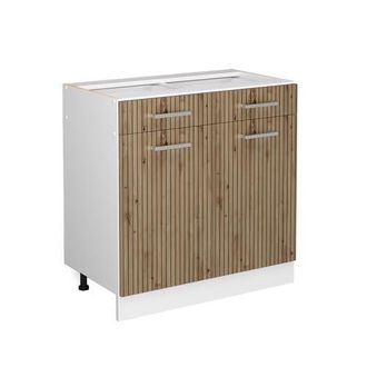 Vicco Meuble Cuisine R-Line, Chêne Artisan/Blanc, 80 cm sans Plan de Travail