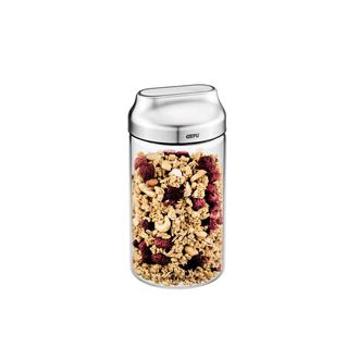 GEFU Vorratsdose KIPPO 1000 ml | Glasbehälter mit Kippdeckel & Aromaschutz | Luftdicht, ideal zum Dosieren von Zucker, Mehl, Müsli, Nudeln, Trockenware