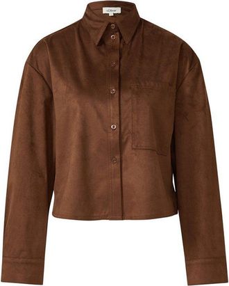 s.Oliver Langarmbluse Bluse Verk&uuml;rzte Hemdbluse in Velours-Optik