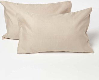 Homescapes 2er-Set Leinen-Kissenbezüge für Kinder beige-Natur, Halbleinen Kissenhüllen 40x60 cm aus 60% Leinen & 40% Baumwolle