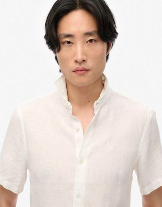 Superdry Sd - Besticktes Urlaubshemd aus Leinen in optischem Weiß