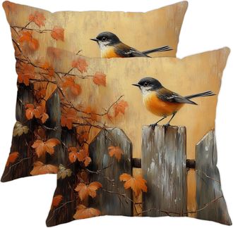 Generic Herbstpirolvogel Kissenh&uuml;llen Luxuri&ouml;se Dekokissenbezug Komfort Zierkissenbezug F&uuml;r Schlafzimmer Sofa B&uuml;ro 45X45Cm 2Er Set