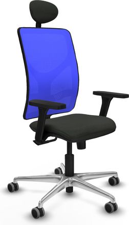 Piqueras y Crespo Verwaltungsstuhl mit 3D-Armlehnen, h&ouml;henverstellbarer Lendenwirbelst&uuml;tze und festem Kopfteil, ausgestattet mit 3 Positionen und Schneideschaum, Blau/S