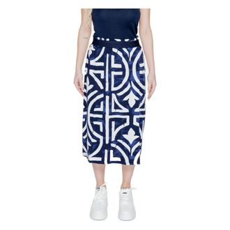 Street One Bedruckter Viskose Rock - - Skirts - Damen - Blau - 3XL