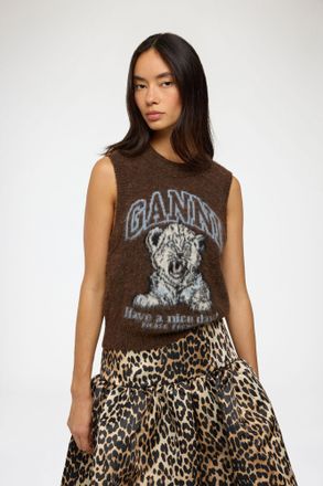 Ganni Weste mit Tiger braun