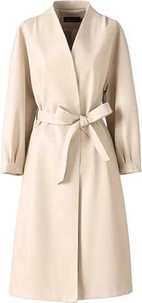 Generic Manteau Trench Femme Faux Cuir - Automne Hiver Col V Ouvert Devant Ceintur&eacute; Longue Veste en Cuir Manteau, 3, XL
