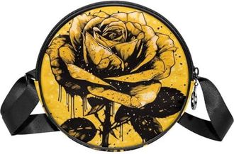 Generic Circle Sac &agrave; bandouli&egrave;re pour femme, petit sac &agrave; bandouli&egrave;re avec fermeture &eacute;clair et bretelles r&eacute;glables, sac &agrave; main rond d&eacute;contract&eacute; pour femmes et 