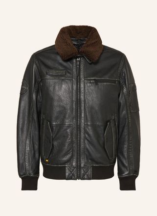 Camel Active Camel Active Lederjacke Mit Abnehmbarem Kunstfell-Kragen schwarz