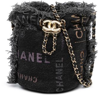 Chanel Hobo Bags - Mini Denim Mood Bucket with Chain - Gr. unisize - in Grau - f&uuml;r Damen