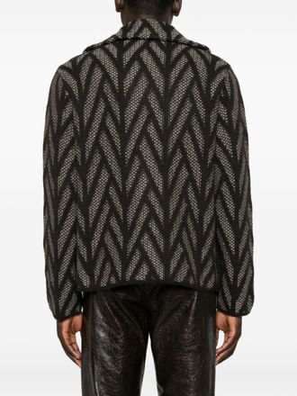 Emporio Armani Chevron Wool Blouson Jacket - Brown