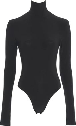 Norma Kamali Femme, Tops, Noir, Taille: 40 FR Body à Manches Longues et Col Montant avec Dos Ouvert