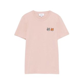 Maison Kitsun&eacute; Femme, Tops, Rose, Taille: 42 FR Double Fox Head Regular Tee-Shirt