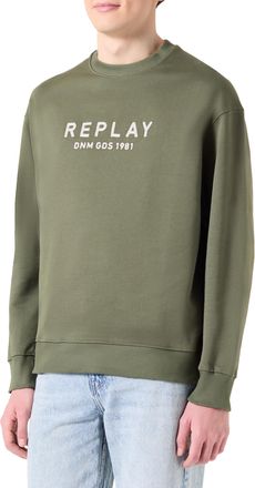 Replay Herren M3075 Sweatshirt, 438 Military, XXL