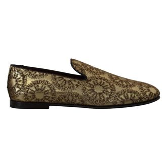Dolce & Gabbana Luxus Gold Loafers Slides Schuhe - - Shoes - Herren - Gelb - 43 EU
