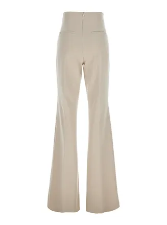 Sportmax Womens Beige Flared Pants Tech Fabric Polyamide Trousers