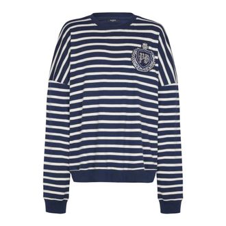 Balmain Homme, Sweatshirts et sweats &agrave; capuche, Bleu, Taille: L SweaT-shirt marini&egrave;re en coton College Emblem