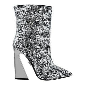 Philipp Plein Femme, Chaussures, Gris, Taille: 41 EU Bottes en Cuir Talons Hauts Pierres Semi-Pr&eacute;cieuses