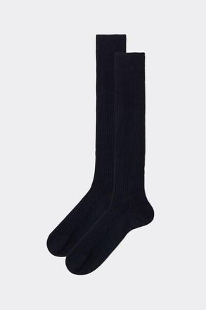 Calzedonia Lange Gerippte Herrensocken Mit Fil Decosse Blau