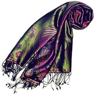 Lorenzo Cana Pashmina pour la femme - écharpe de 100% soie avec les mesures de 70 x 190 cm - fait à la main - souple élégant en violet pétrole vert émeraude bleu