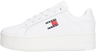 Tommy Jeans Baskets Semelle Compens&eacute;e Femme Compens&eacute;es, Blanc (White), 36