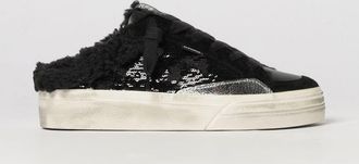 Crime London Soho Sabot-Mules aus Leder mit Shearling-Futter und gesticktem Logo
