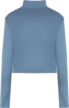 Sablyn Womens Hailey Ribbed Turtleneck Sweater Light Blue Viscose