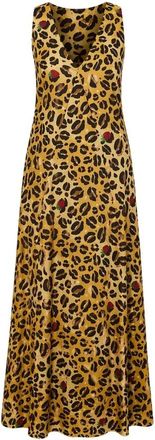 Alessandro Enriquez Femme, Robes, Multicolore, Taille: 36 FR Abito lungo animalier spacchi