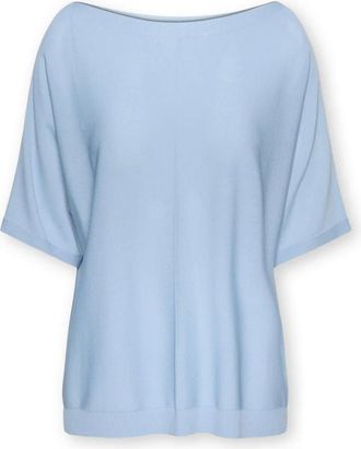 Elena Miro Femme, Pulls, Bleu, Taille: 38 FR Top &agrave; Manches Courtes en M&eacute;lange de Viscose
