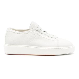 Santoni Wei&szlig;e Leder-Freizeit-Sneakers - - Shoes - Damen - Wei&szlig; - 41 EU
