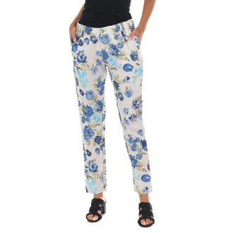 Met Pantalon en lin floral avec fermeture boutonn&eacute;e - Femme - Pantalons - Multicolore - Taille: W27