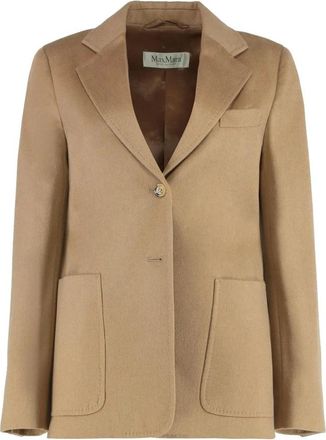 Max Mara Femme, Vestes, Brun, Taille: 36 FR Single-Breasted Wool Blend Blazer