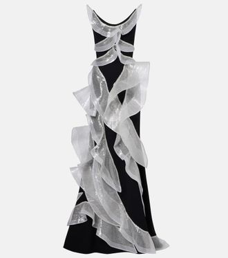 Maticevski Robe longue Refraction à sequins