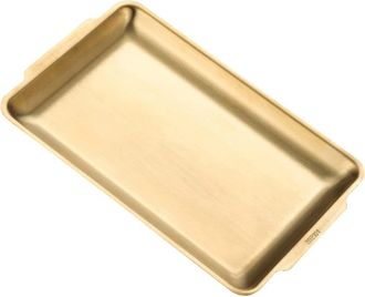 Cabilock Edelstahl Servierplatte Backblech Rechteckig Flache Teller Golden 22X14CM Sushi Teller Lebensmittel Obst Grill Platte Tablett zu Backen Servieren Küch