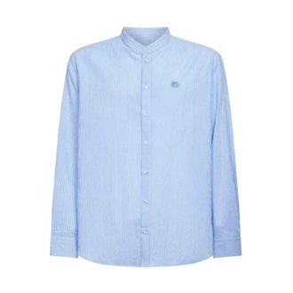Etro Homme, Chemises, Bleu, Taille: M Logo-Embroidered Striped Shirt