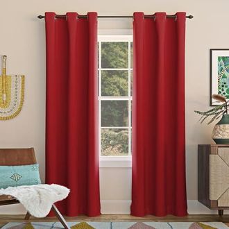 Sun Zero Easton Verdunkelungsvorhang mit &Ouml;sen, energiesparend, 101,6 x 274,3 cm, Rot