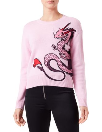 Pinko Damen Calancola Trikot 100 Wo Dragon Henley-Hemd, N78_Rosa Süß Lila, Large