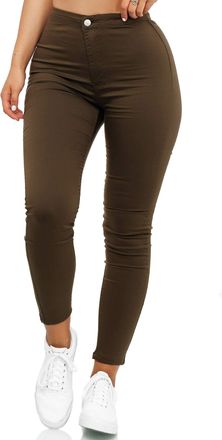 Elara Damen Jeans High Waist Slim Fit Chunkyrayan JS710-2 Olive 42 (XL)