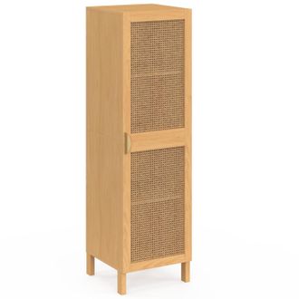 IDMarket Edhen Contenitore A 1 Anta Con Ripiani In Canna Color Legno