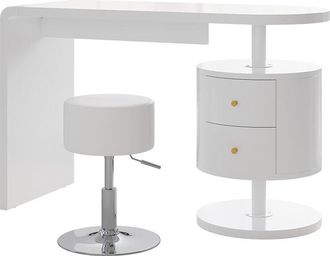 Vicco Coiffeuse Lara, Blanc, 120 cm avec tabouret