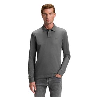 HUGO BOSS Passerby Poloshirt f&uuml;r Herren, Schmal, Lang&auml;rmlig (Grau)