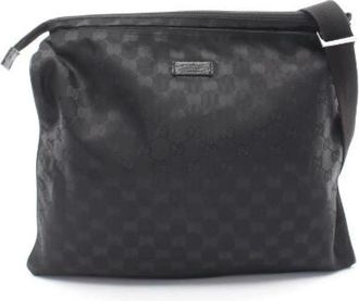 Gucci Sac bandouli&egrave;re en toile et cuir GG Pre-owned - Femme - Pre-owned - Noir - Taille: ONE Size