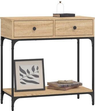 Generic Wohnzimmertisch Tisch mit verstellbaren Beinen, Konsolentisch, Beistelltisch mit viel Stauraum, Ablagetisch, Flurtisch, Holzwerkstoff(Braune Eiche 100