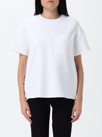 Elisabetta Franchi T-shirt en coton avec poche plaqu&eacute;e et logo ton sur ton
