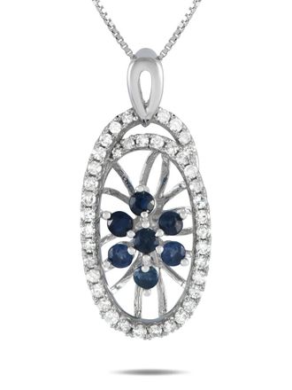 Luxury Bazaar collier en or blanc 14ct serti de saphir et de diamant - Argent