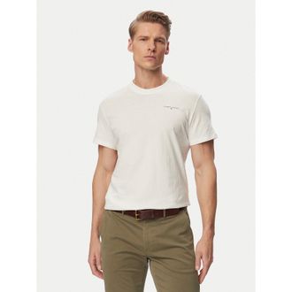 Tommy Jeans T-Shirt Linear Chest DM0DM21780 &Eacute;cru Slim Fit
