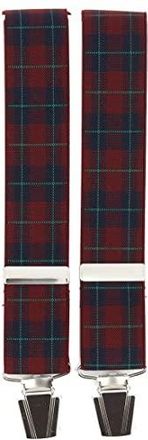 Tony & Paul Bretelle. 4 clips LOCH NESS, Viscose. Rouge Bordeaux - carreaux - FABRIQUE EN ITALIE