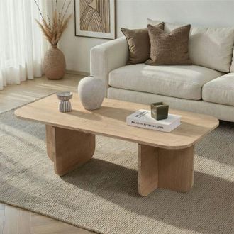 Pier Import Table basse rectangulaire effet bois bords ronds MARFA