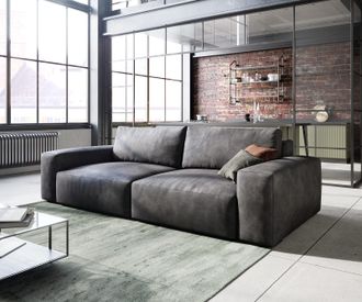 DELIFE Big-Sofa Lanzo 230x95 cm Lederimitat Vintage Anthrazit, Big Sofas