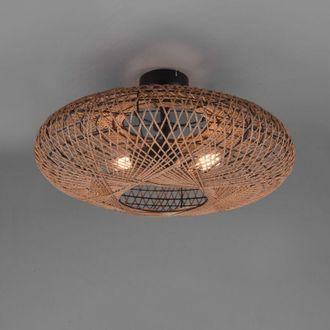 Trio Leuchten [GEBRAUCHT] B-Ware Trio Lighting Deckenlampe Hedda H&auml;ngeleuchte Lampe Sisal Metall Schwarz Braun