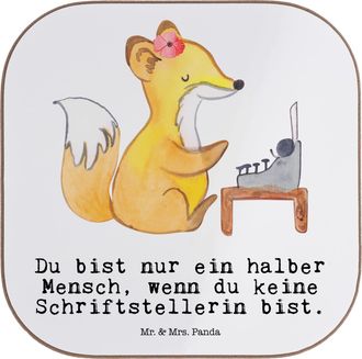 Mr. & Mrs. Panda Untersetzer Schriftstellerin Herz - Geschenk, Ausbildung, Glasuntersetzer, Bierdeckel, Kollege, Untersetzer Design, Jubil&auml;um